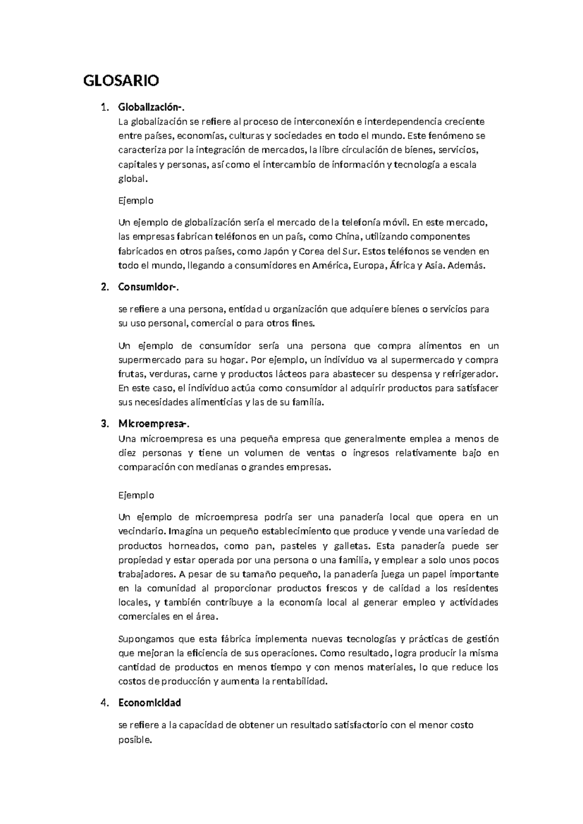 Glosario - asdasdad - GLOSARIO 1. Globalización-. La globalización se ...