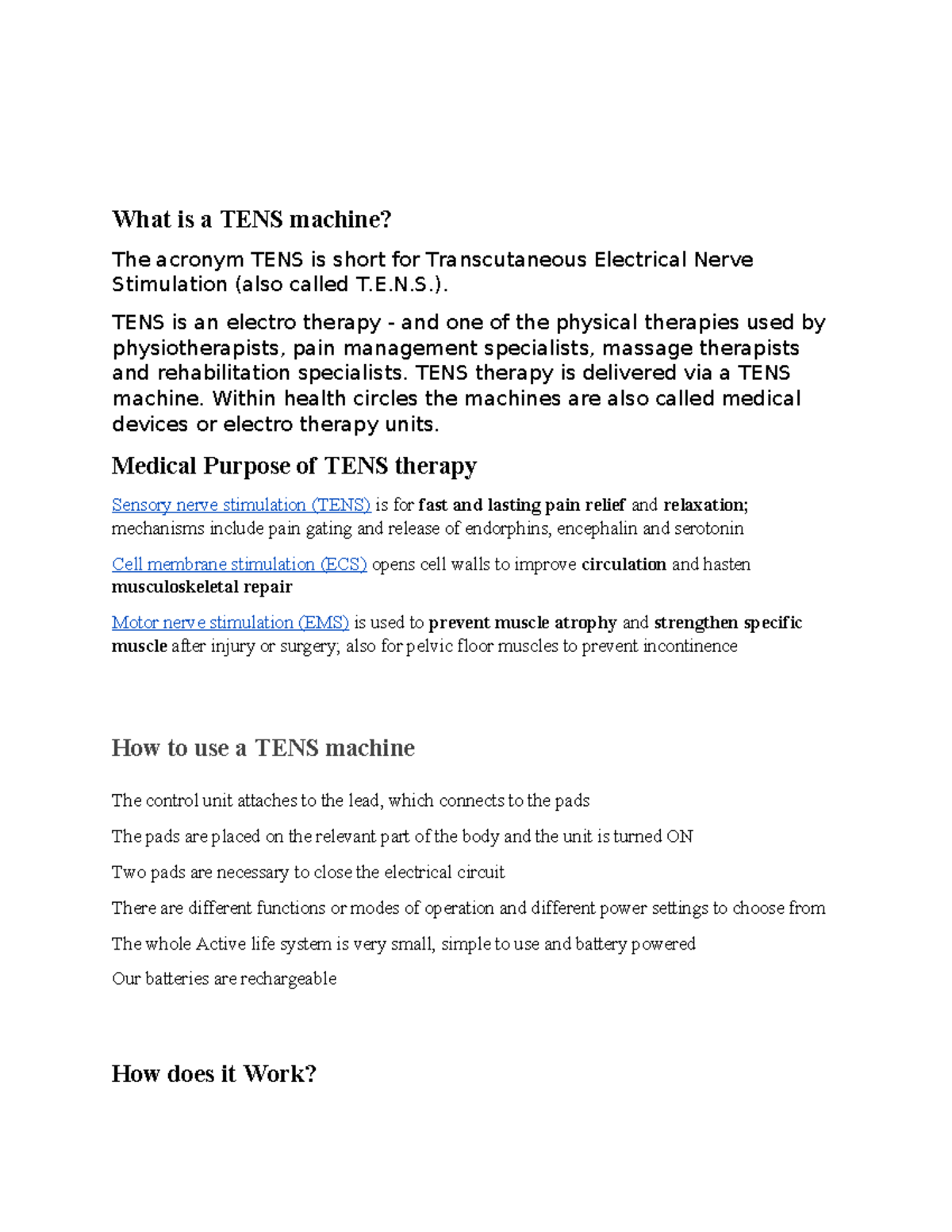 Transcutaneous Electrical Nerve Stimulation (TENS) - What is a TENS ...