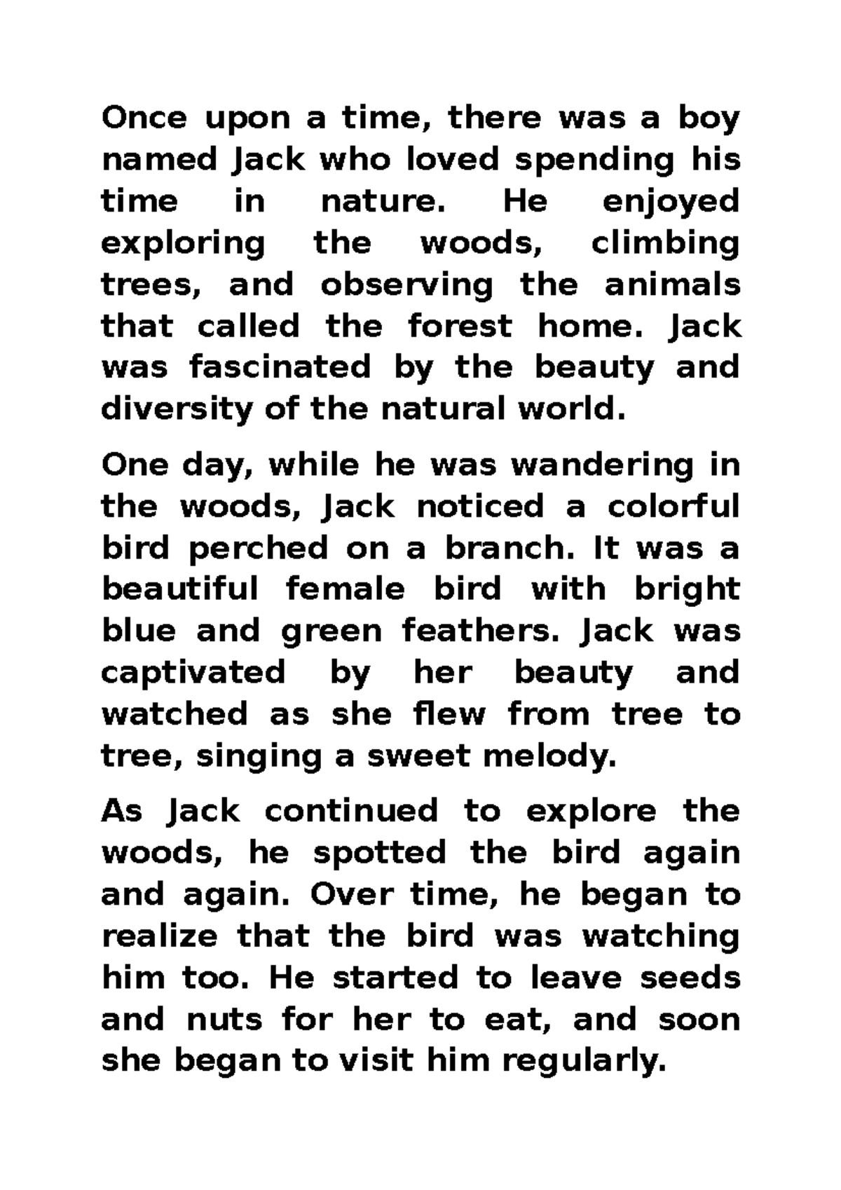 Short storyrt story - Once upon a time, there was a boy named Jack who ...