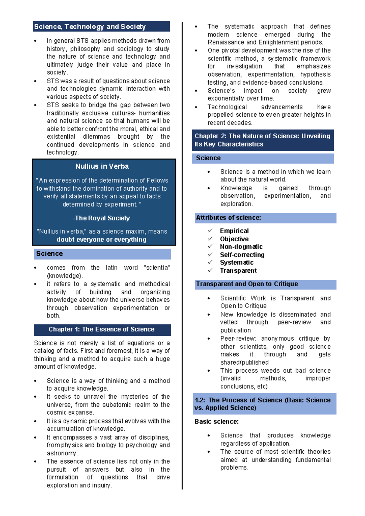 STS Prelim Notes - Science, Technology and Society In general STS ...