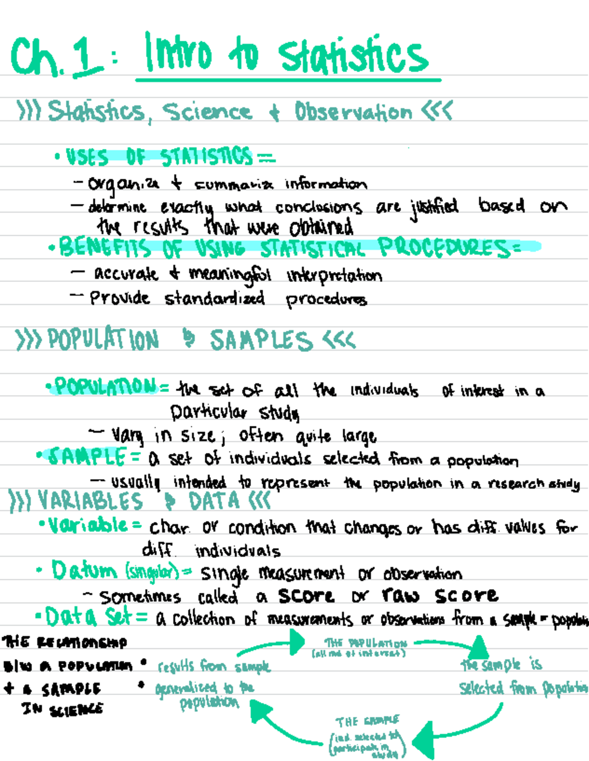 STATS CHAPTER 1 - PSY 360 - Studocu