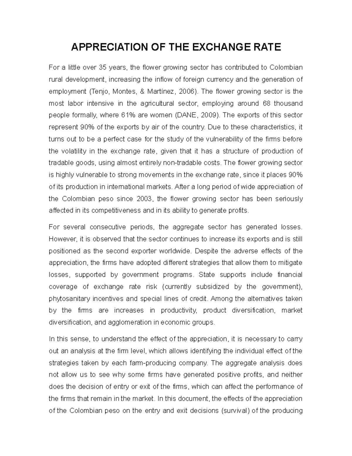 Appreciation OF THE Exchange RATE - APPRECIATION OF THE EXCHANGE RATE ...