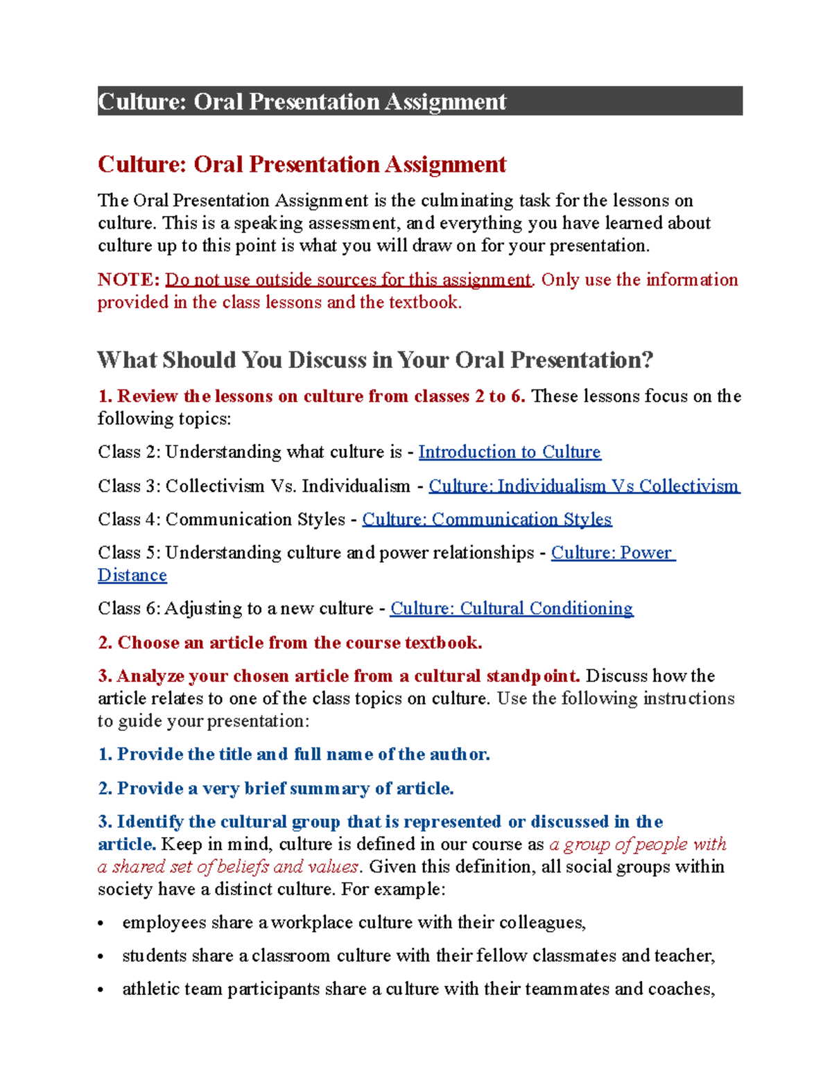 Culture Presentation - it will help in understanding the assignment ...