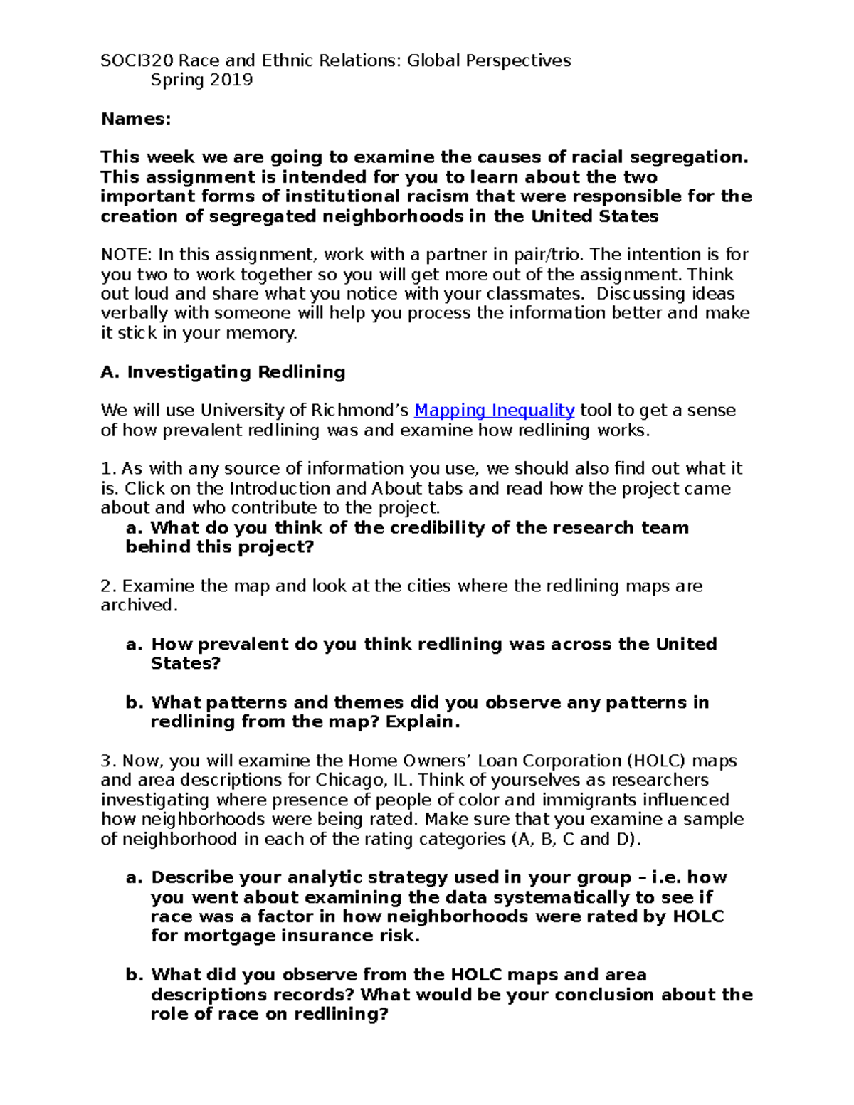 SOCI320 W7 Institutional Racism & Segregation-1 - SOCI320 Race and Ethnic Relations: Global ...