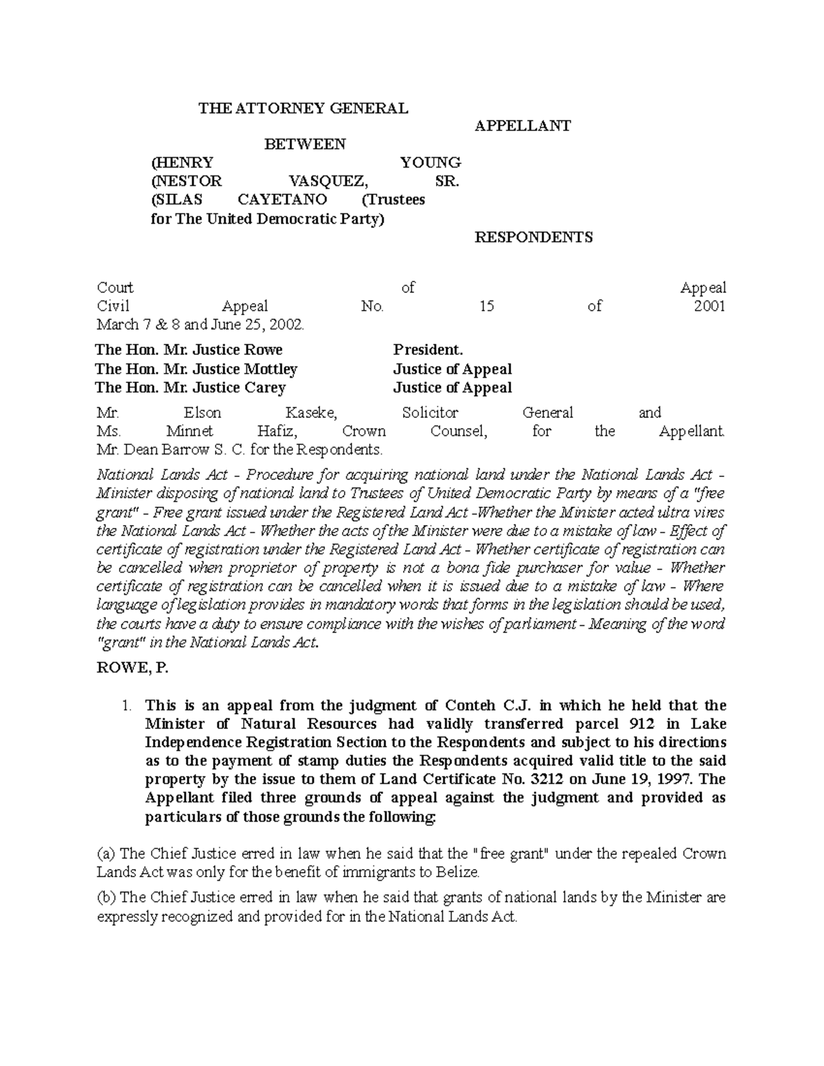 Constitutional Law Case of Attorney General V Henry Young - THE ...