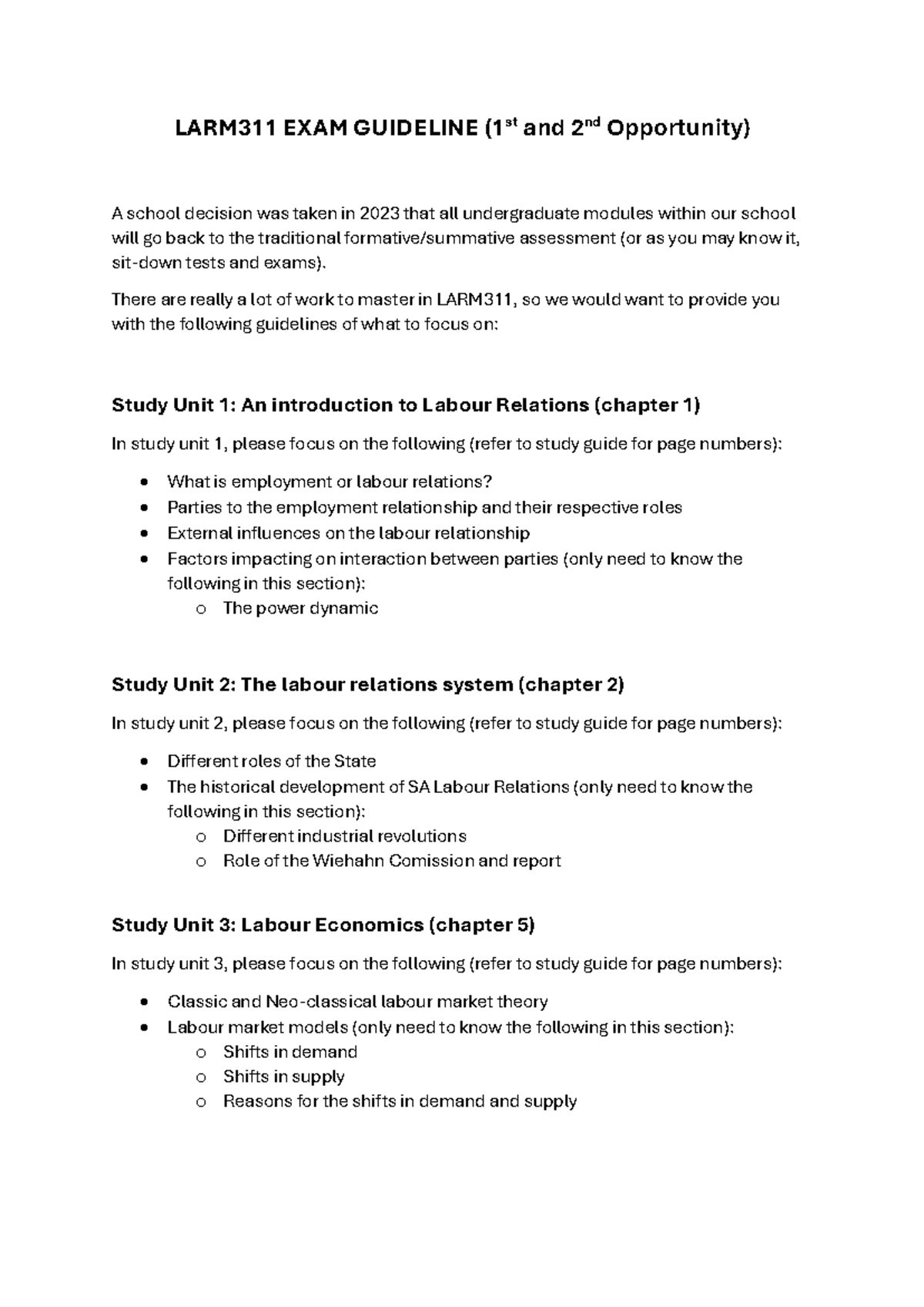 LARM311 EXAM Guideline - LARM311 EXAM GUIDELINE (1st and 2nd ...
