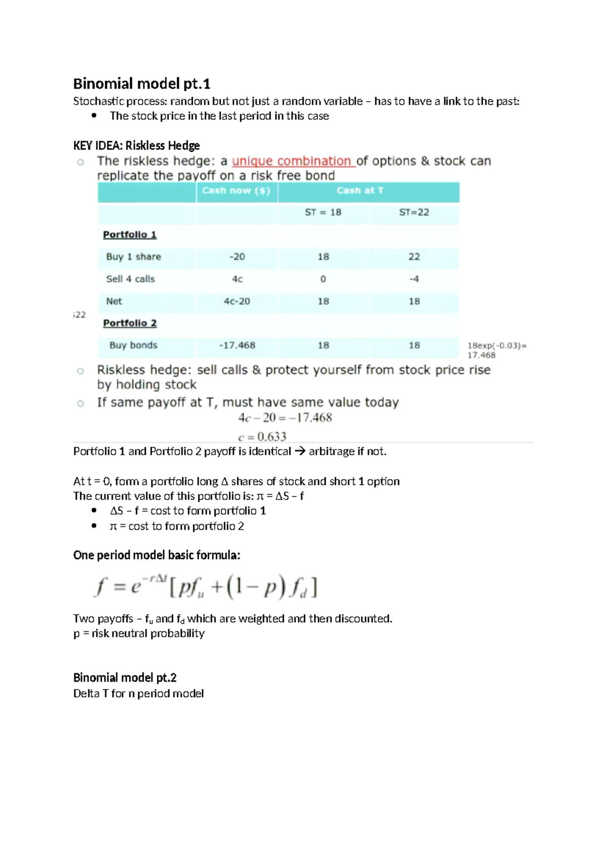 Binomial model introduction - Binomial model pt. Stochastic process ...