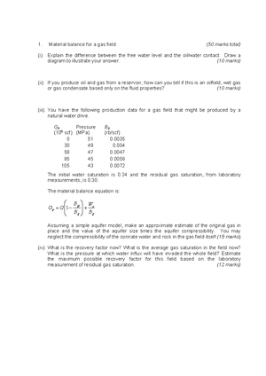 2019 - Petroleum Engineering Exam Paper - EXAMINATION 2019 Petroleum ...
