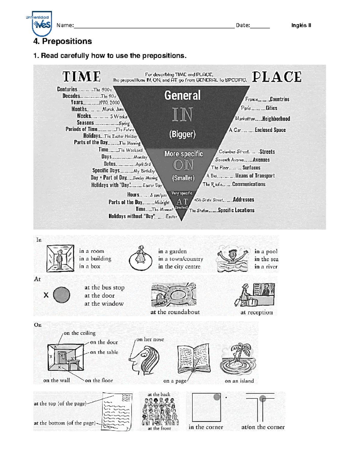 4 1 2 3 Preposition 1 1 3 EXERCISES AND COMPLEMENTS Name 4 1 2 3 Preposition 1 1 3 EXERCISES AND COMPLEMENTS Name