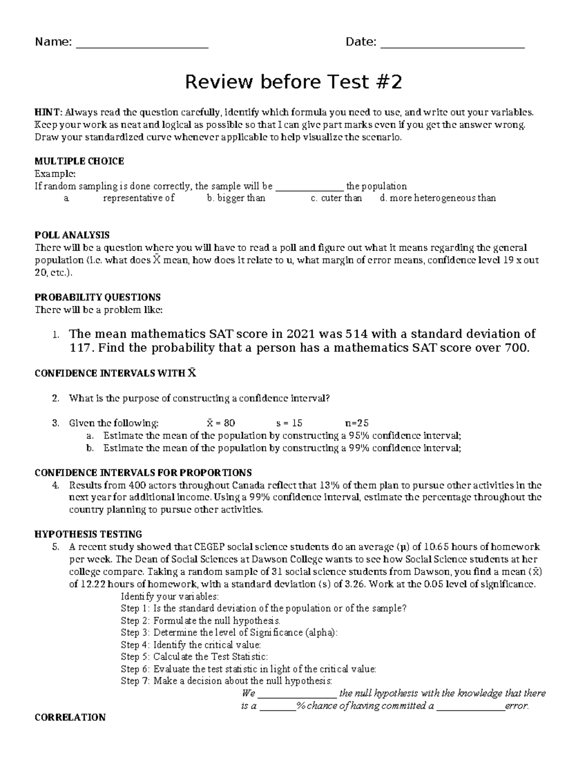 4 - QM Sample Exam - Review Before Test #2 - Answer Key F22 - Name