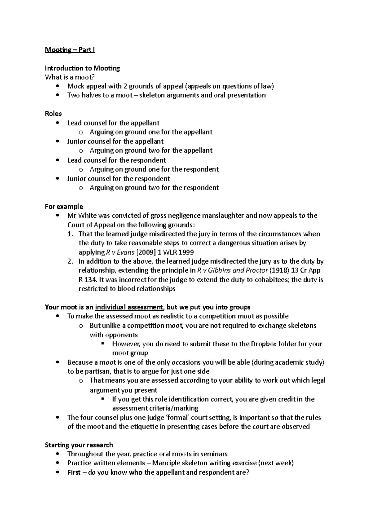 Lecture 5 Mooting Mooting Part I Introduction To Mooting What Is