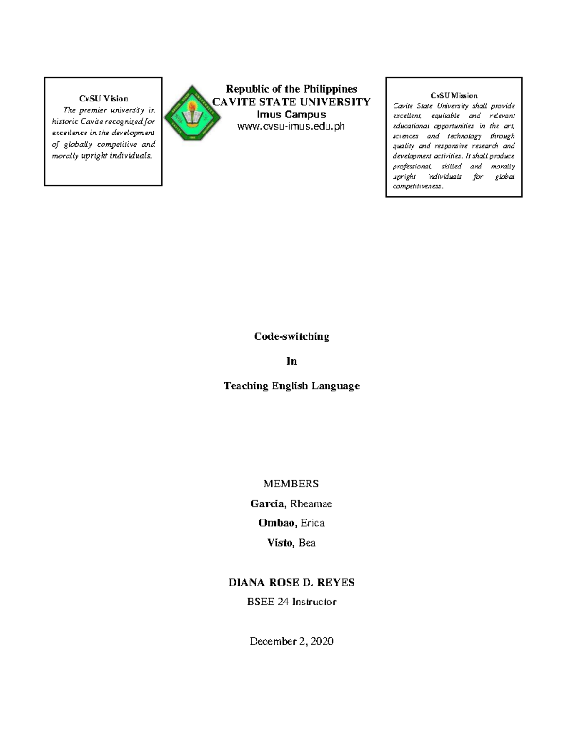 CASE Study - GRP1 - Republic of the Philippines CAVITE STATE UNIVERSITY ...