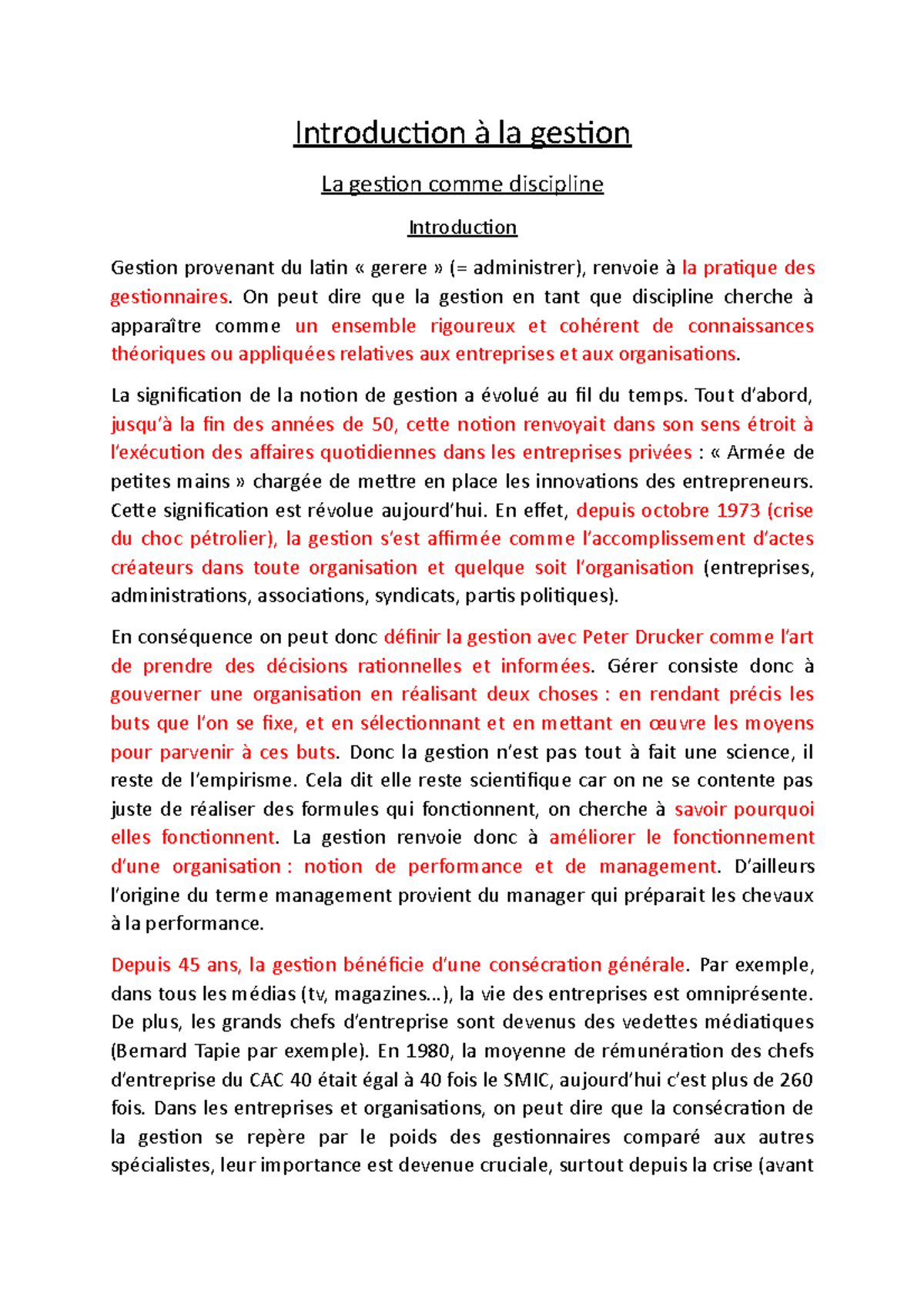 Introduction à la Gestion - Introduction à la gestion La gestion comme discipline Introduction ...