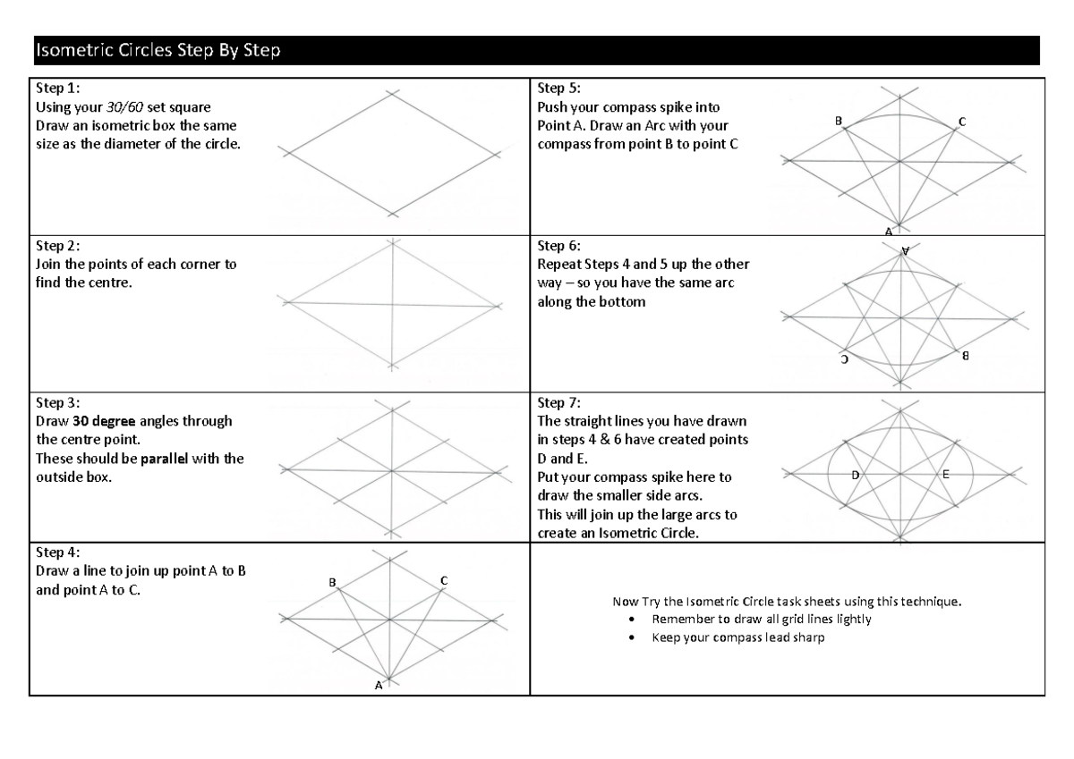 Isometric circles step by step - Isometric Circles Step By Step Step 1 ...