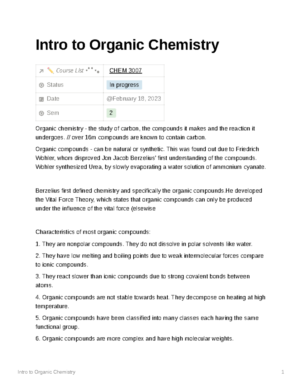 Intro to Organic Chemistry - // over 16m compounds are known to contain ...