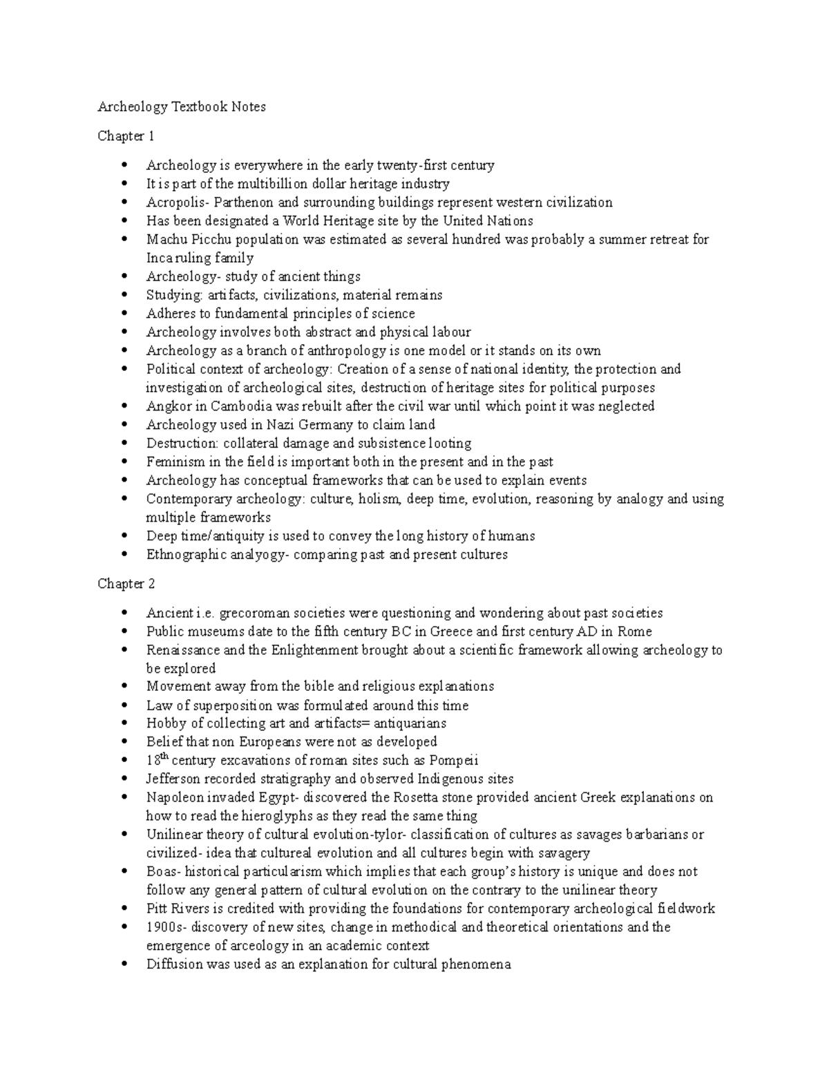 Archeology readings - Summary Introducing Archaeology - Archeology ...