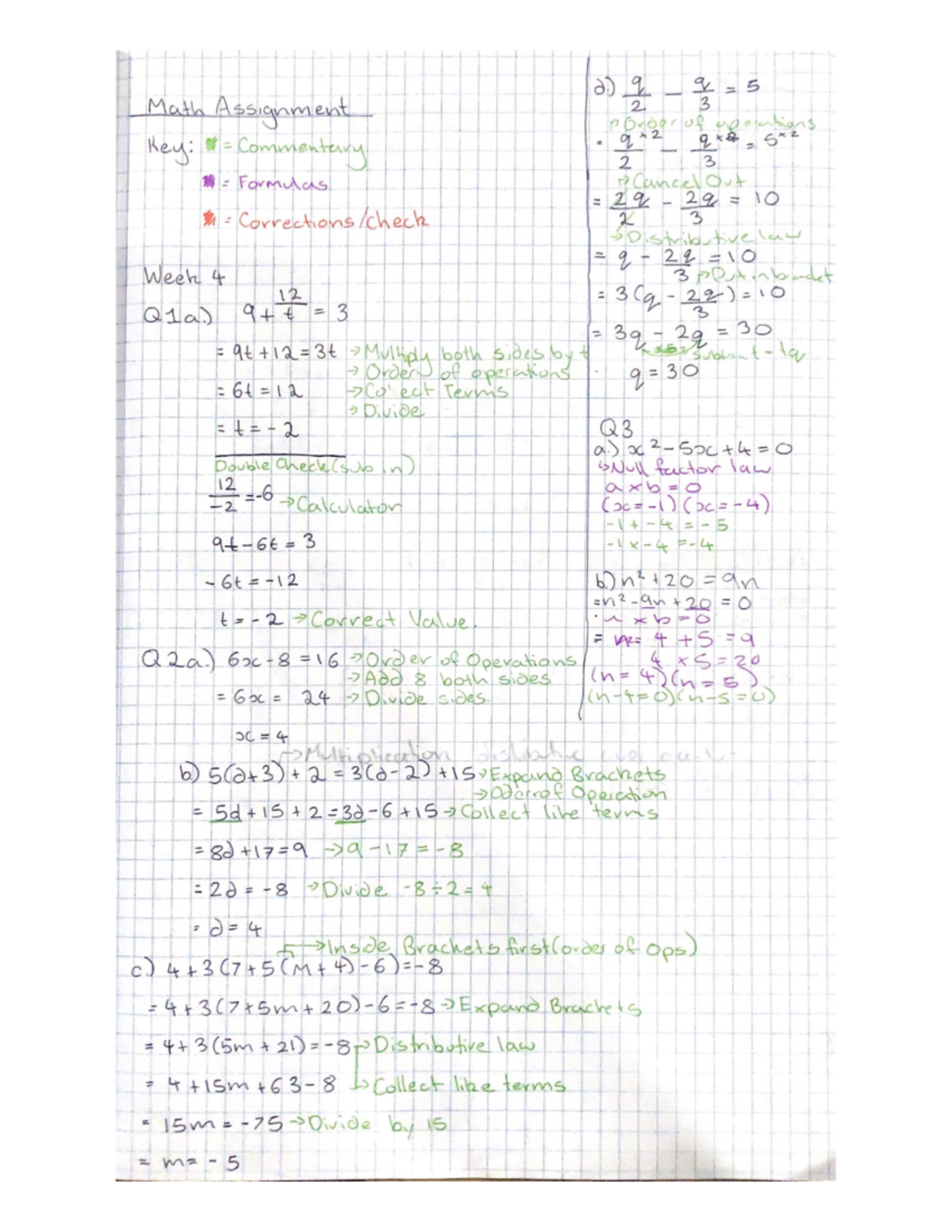 Week 8 Tutorial work - a) q Math Assignment 2 3 p Orde of opolations ...