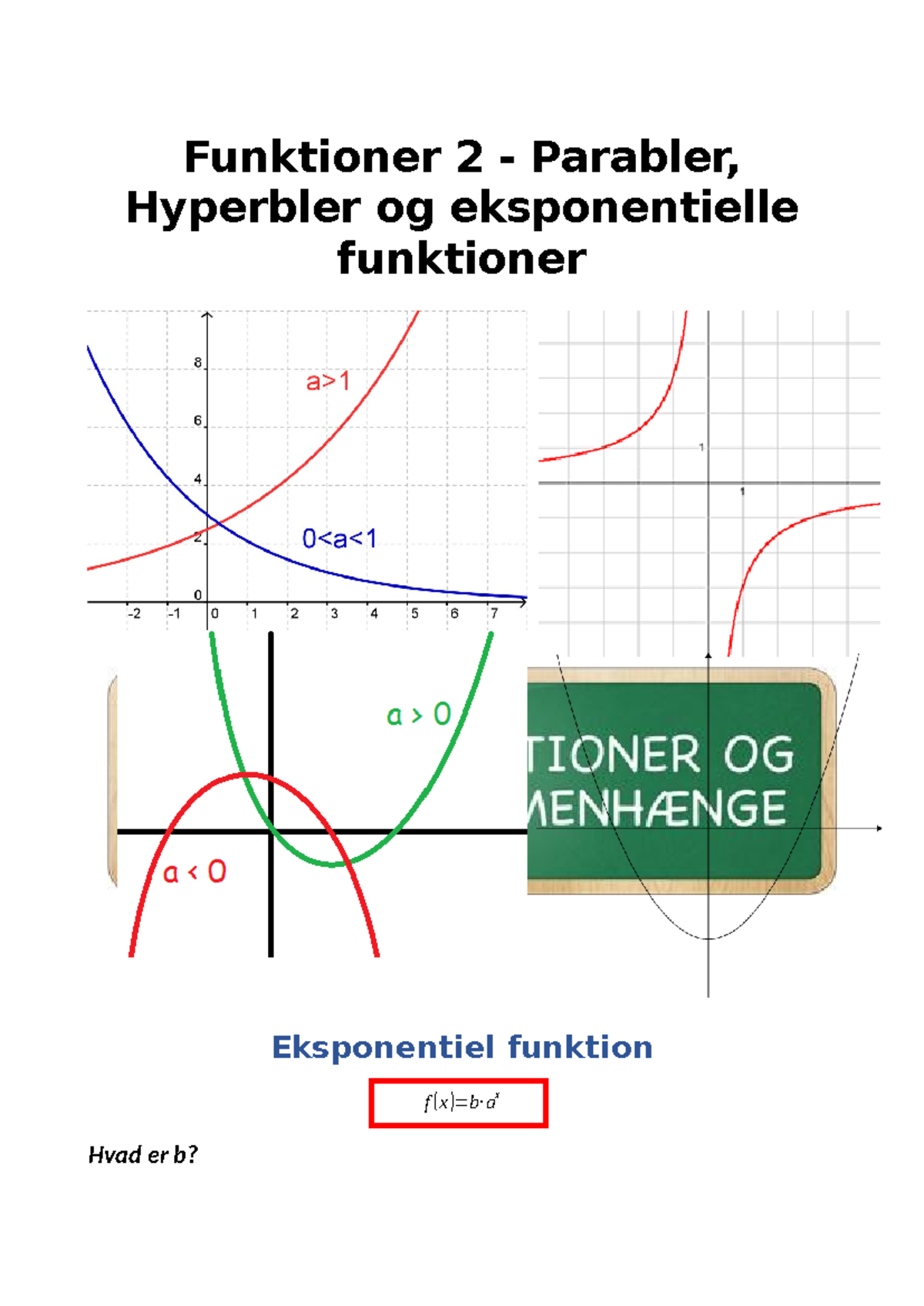 Andre funktioner - det er en opgave - Funktioner 2 - Parabler, Hyperbler og eksponentielle - Studocu