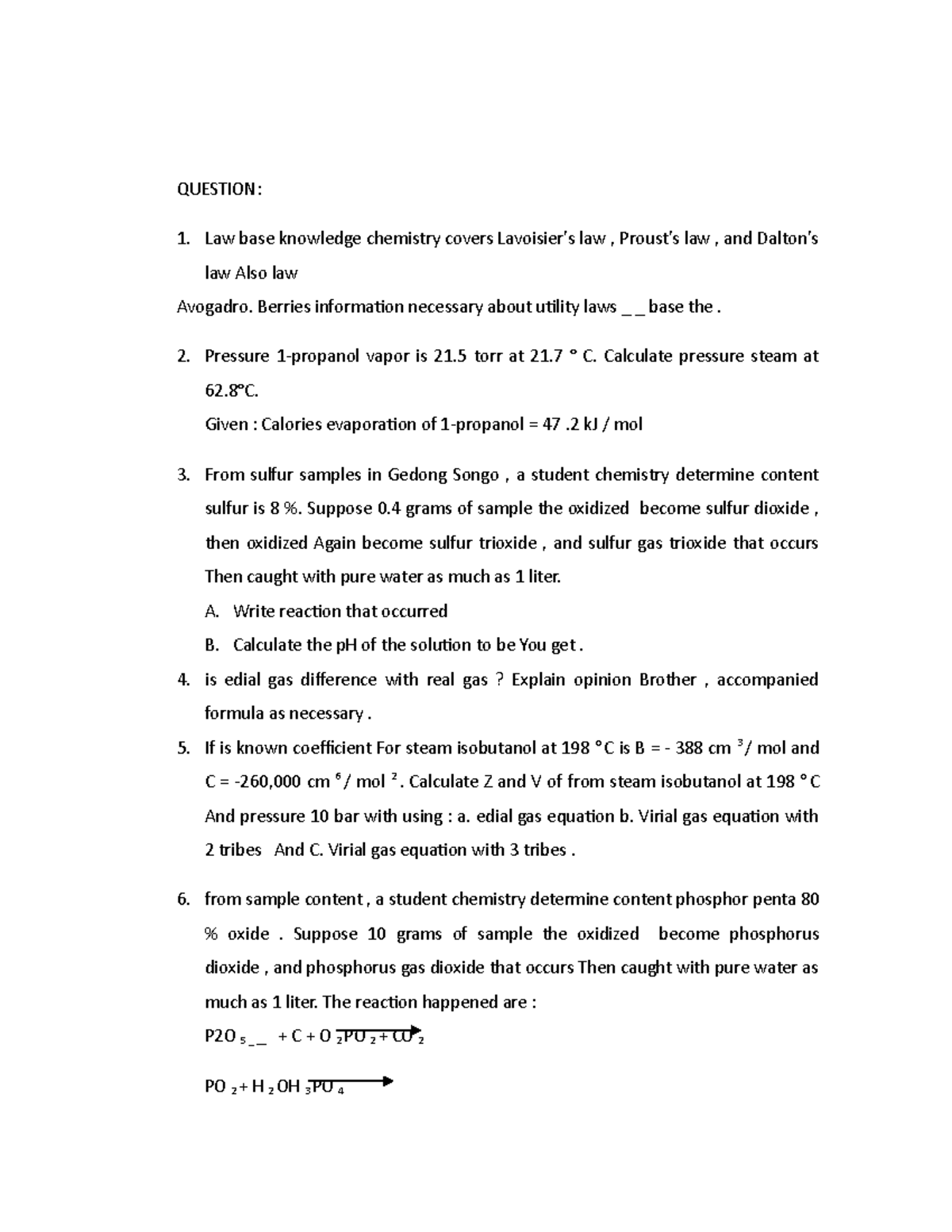 Vapor pressure - QUESTION: 1. Law base knowledge chemistry covers ...