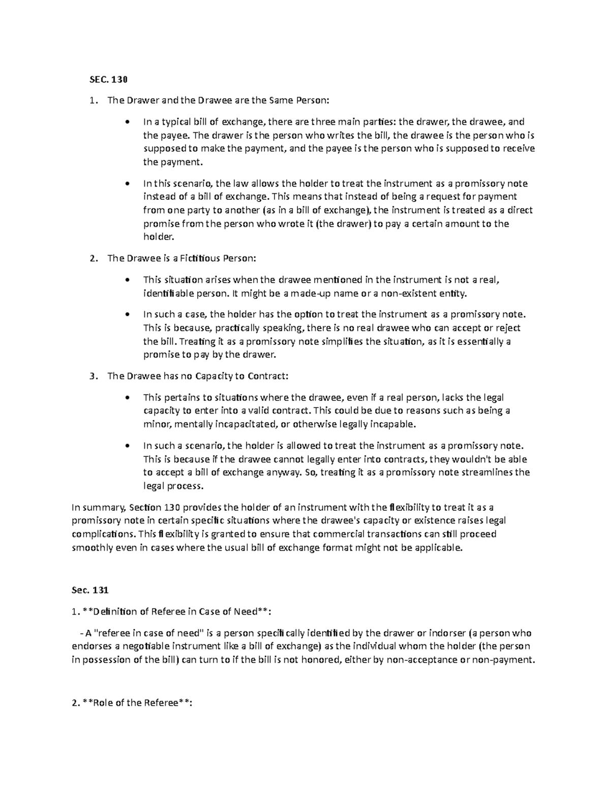 Sec 130- 137 explanationss - SEC. 130 The Drawer and the Drawee are the ...
