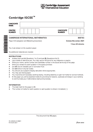 0607 w16 qp 42 - IGCSE Maths Extended Paper 4 - This document consists ...