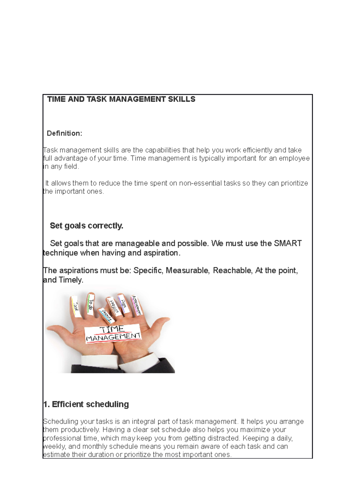 TIME AND TASK Management Skills - TIME AND TASK MANAGEMENT SKILLS ...