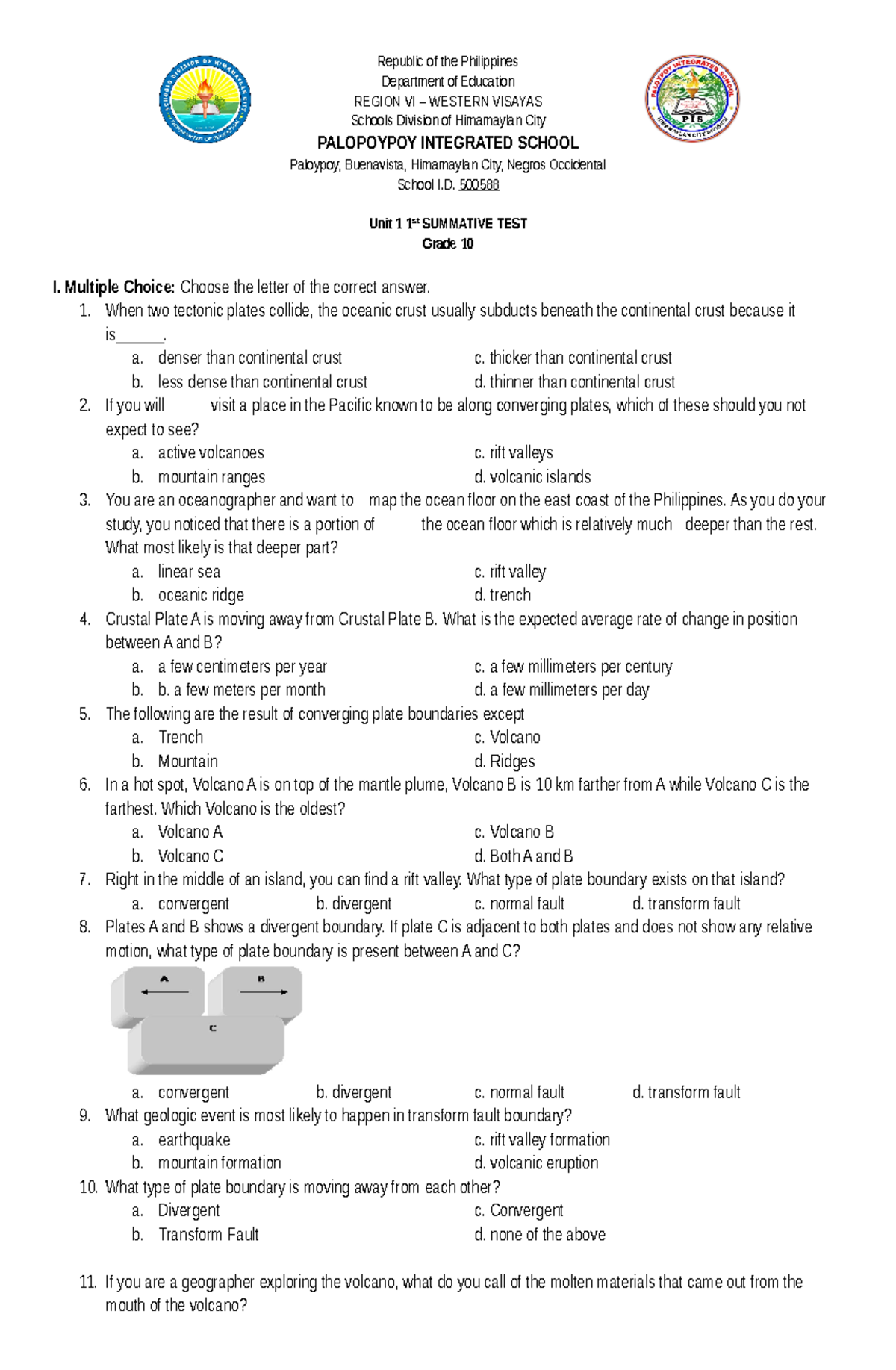 Science Summative-Test - Republic of the Philippines Department of ...