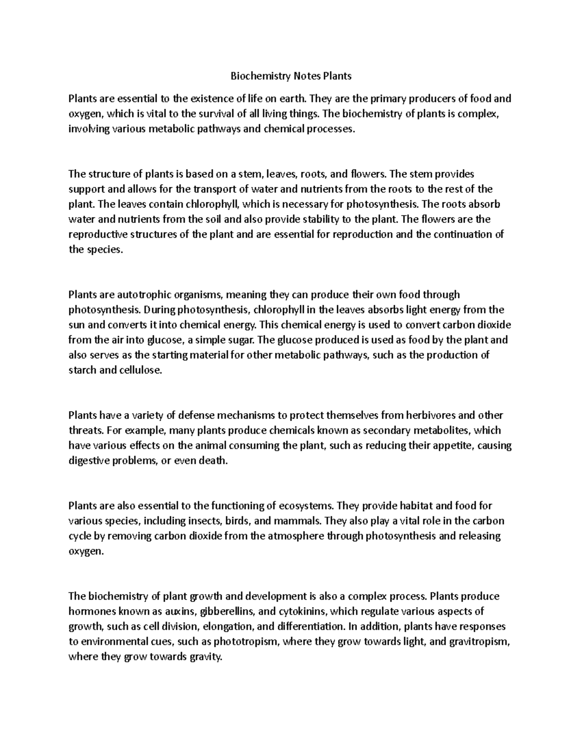 Biochemistry Notes Plants - Biochemistry Notes Plants Plants are ...