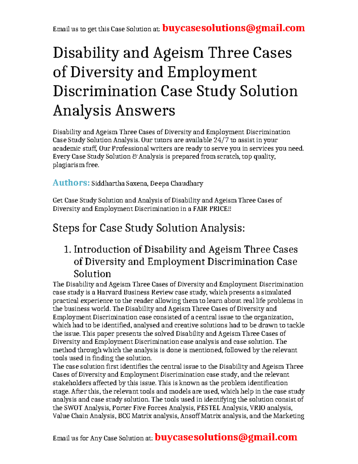 Case Solution Disability and Ageism Three Cases of Diversity and ...