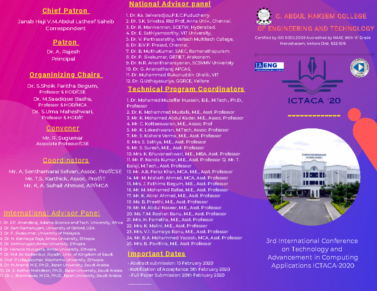 Cahcet brouchure model - 1. Dr. Mohamed Muzaffer Hussain, B., M., Ph ...