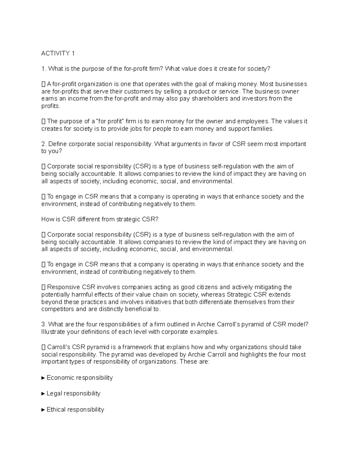 GGCSR 1 - 1 Activity in PUP - ACTIVITY 1 What is the purpose of the for ...