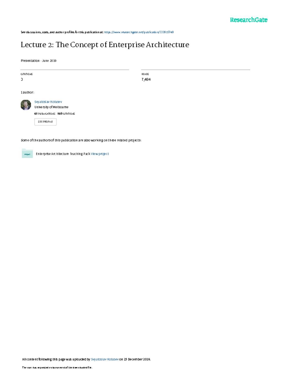 Lecture 2-The Conceptof Enterprise Architecture - See discussions ...