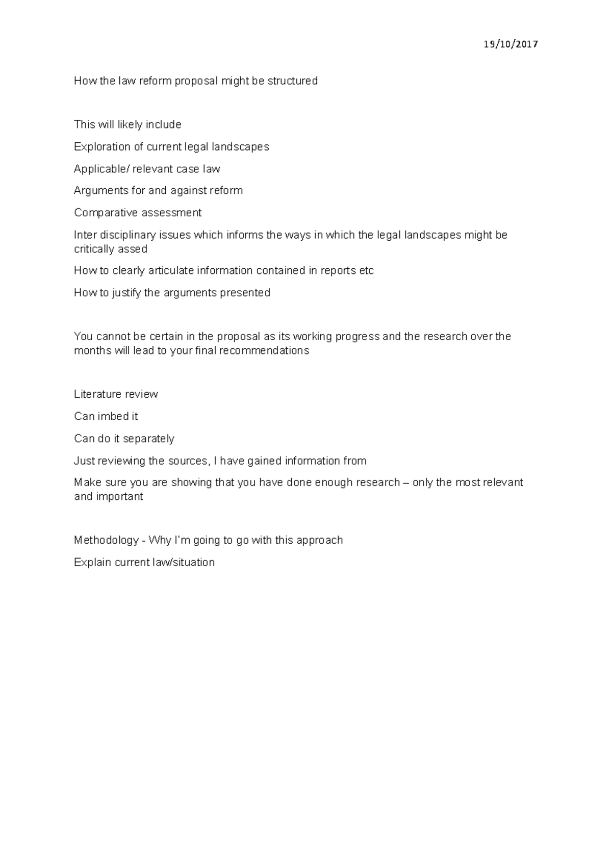 Law Refrom Project lecture 4 - 19/10/ How the law reform proposal might ...