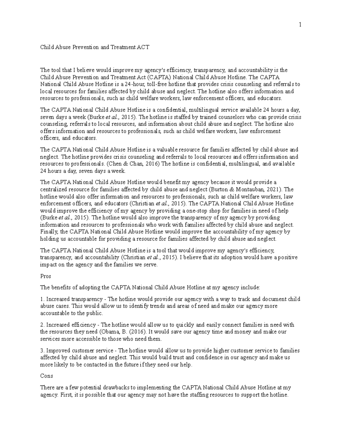 Child Abuse Prevention and Treatment ACT - The CAPTA National Child ...