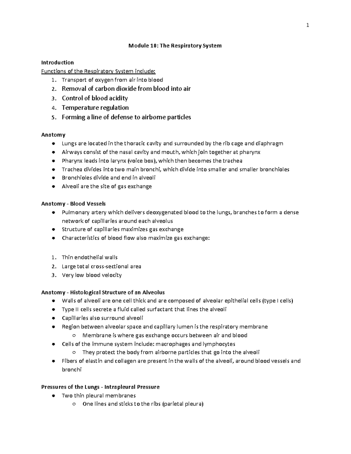 Module 10 The Respiratory System - Module 10: The Respiratory System ...