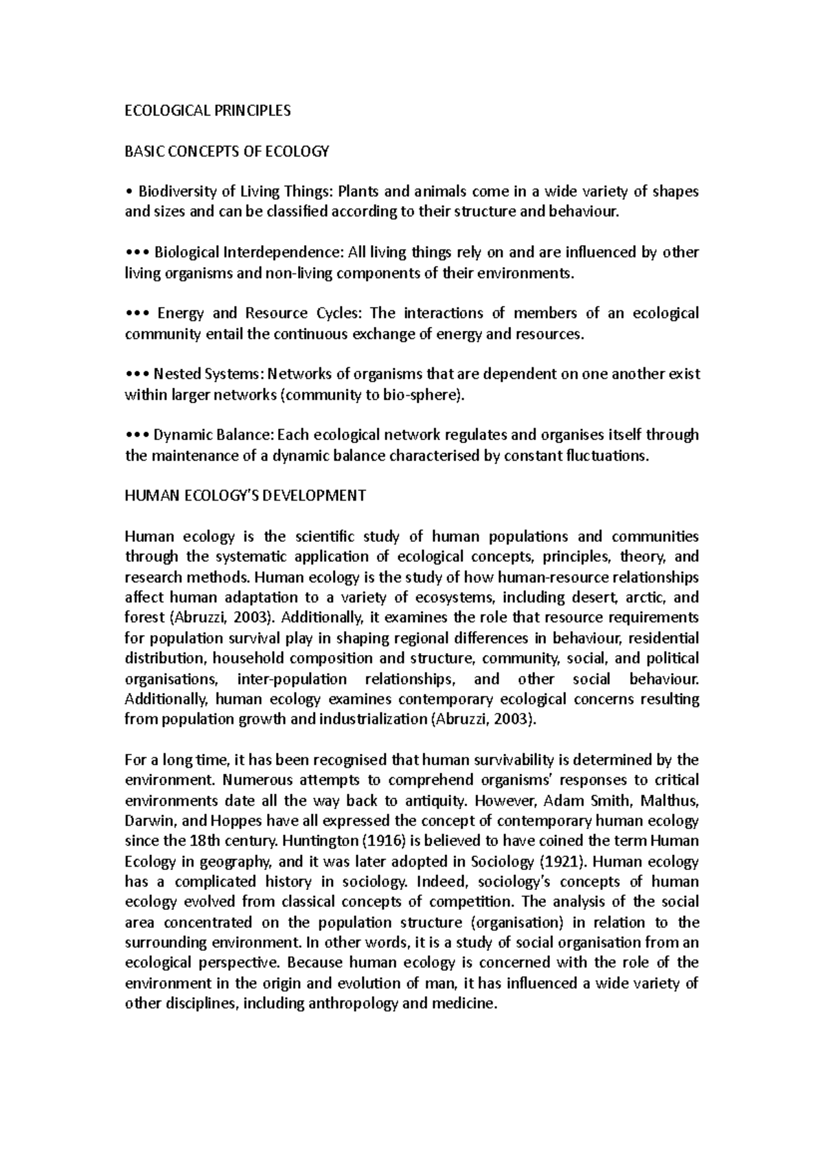 Ecological Principles - ECOLOGICAL PRINCIPLES BASIC CONCEPTS OF ECOLOGY ...