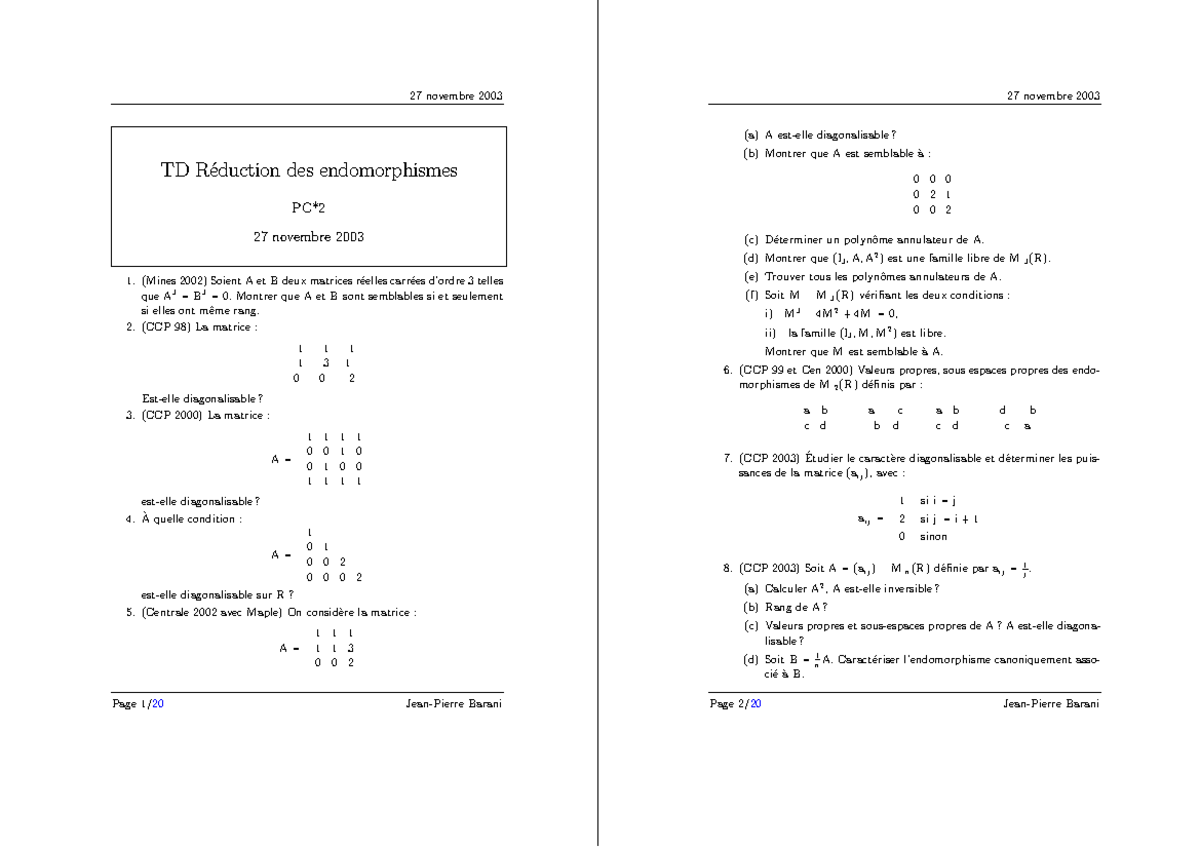 -reduction-endomorphisme - TD R ́eduction des endomorphismes PC* 27 ...