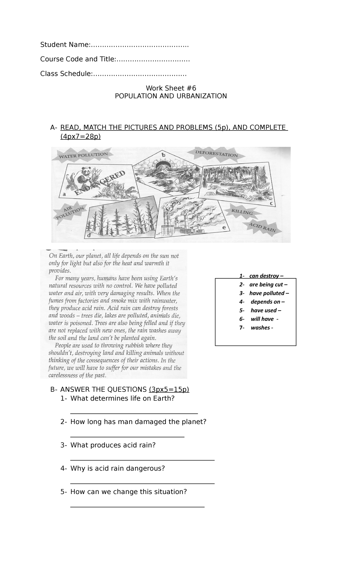 Work Sheet 6 GE 10 - Practice Task Materials in GE 10 - Student - Studocu