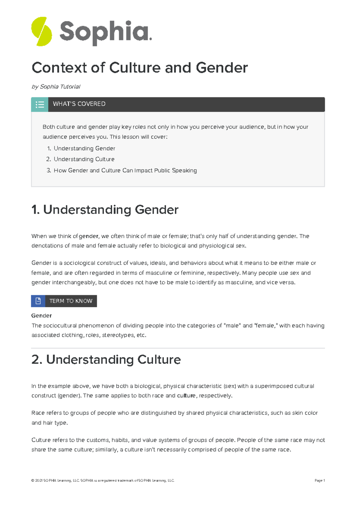 Context of culture and gender - Context of Culture and Gender by Sophia ...