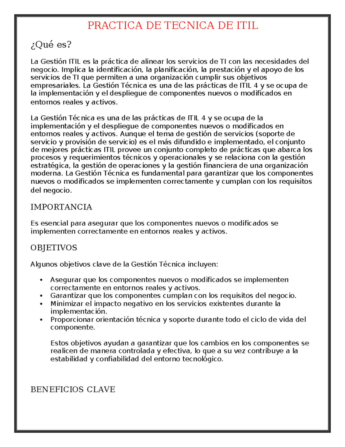 Herramientas (itil) - iso - PRACTICA DE TECNICA DE ITIL ¿Qué es? La Gestión ITIL es la práctica ...