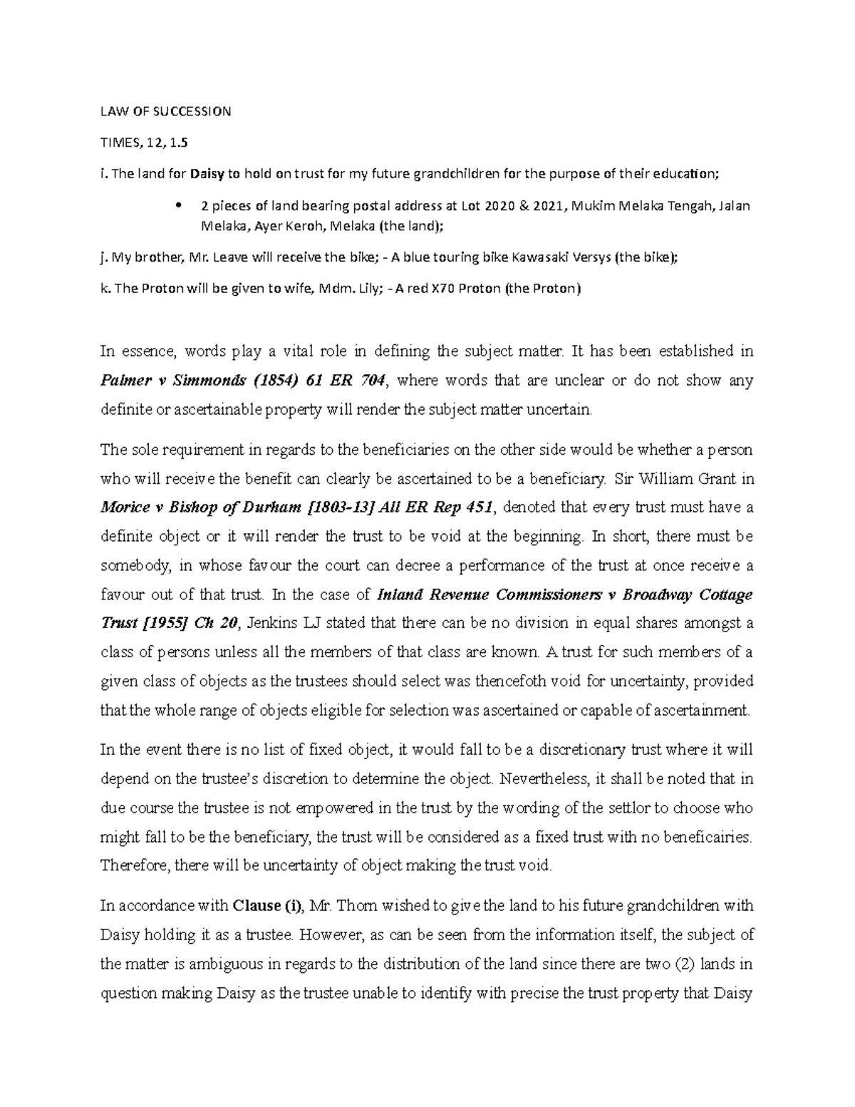 Deviation Law of Succession 2020/2021 - MMU - Studocu
