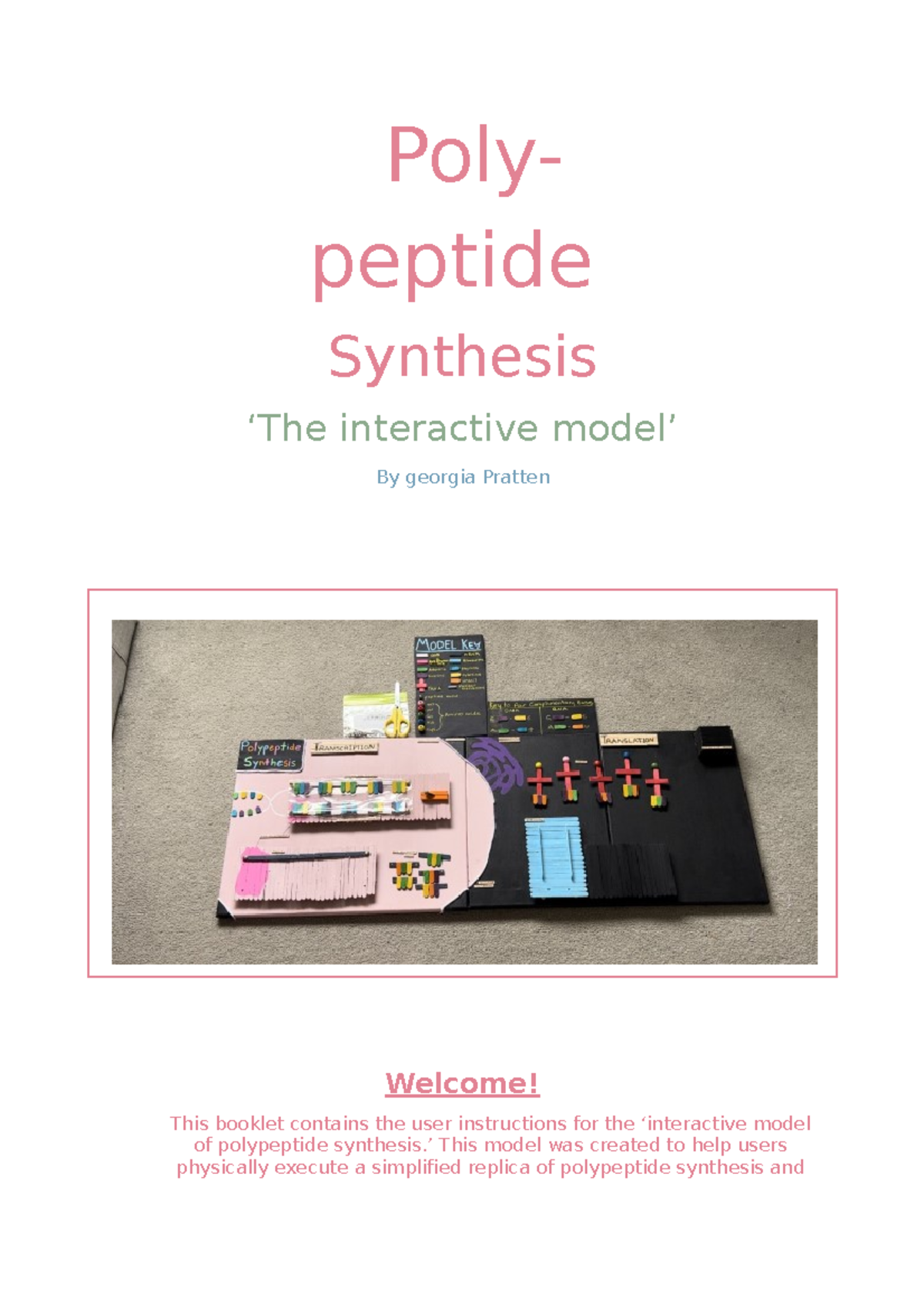 Polypepide synthesis instruction booklet - Poly- peptide Synthesis ‘The ...