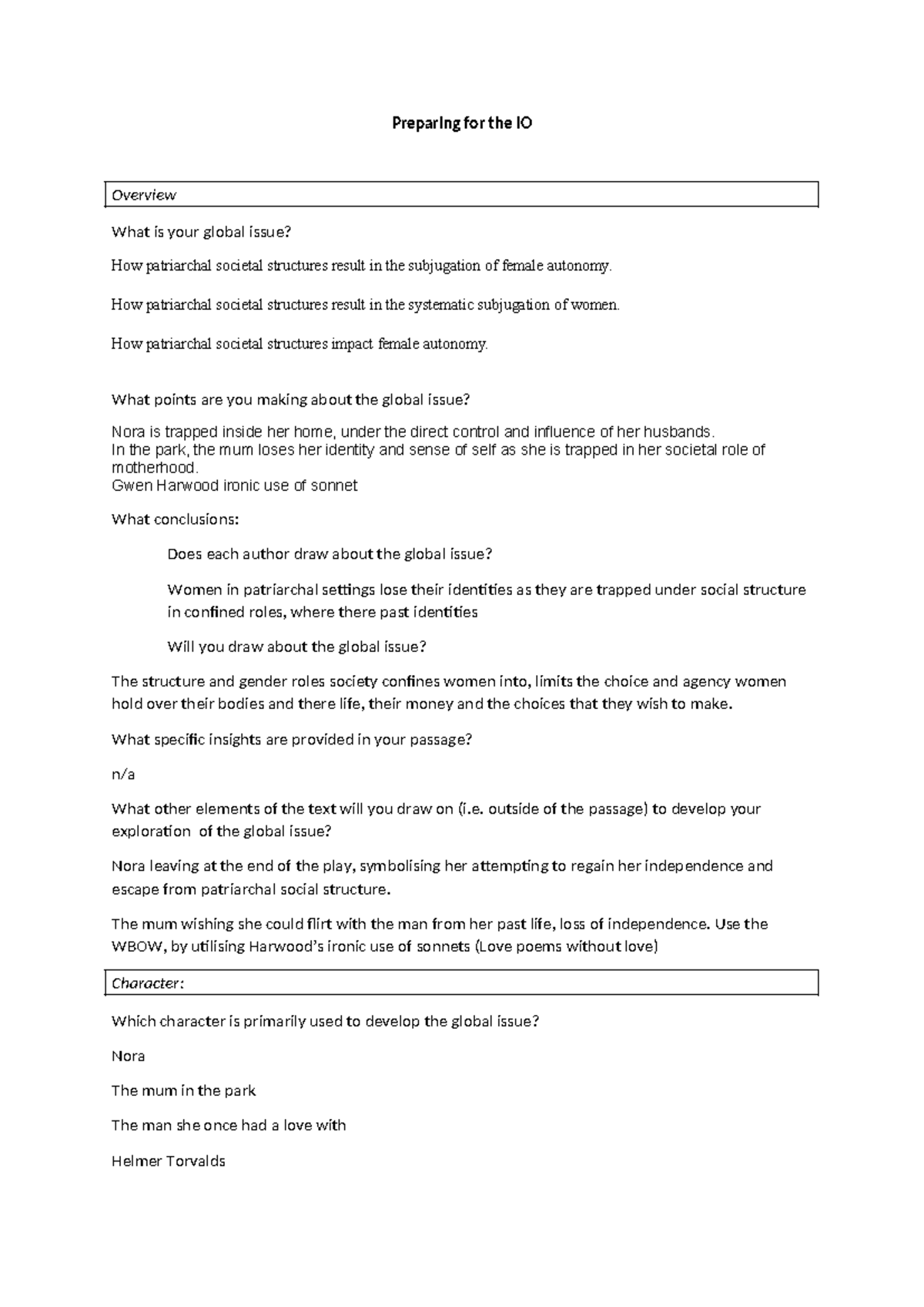 Preparing and Planning for the IO - Preparing for the IO Overview What ...