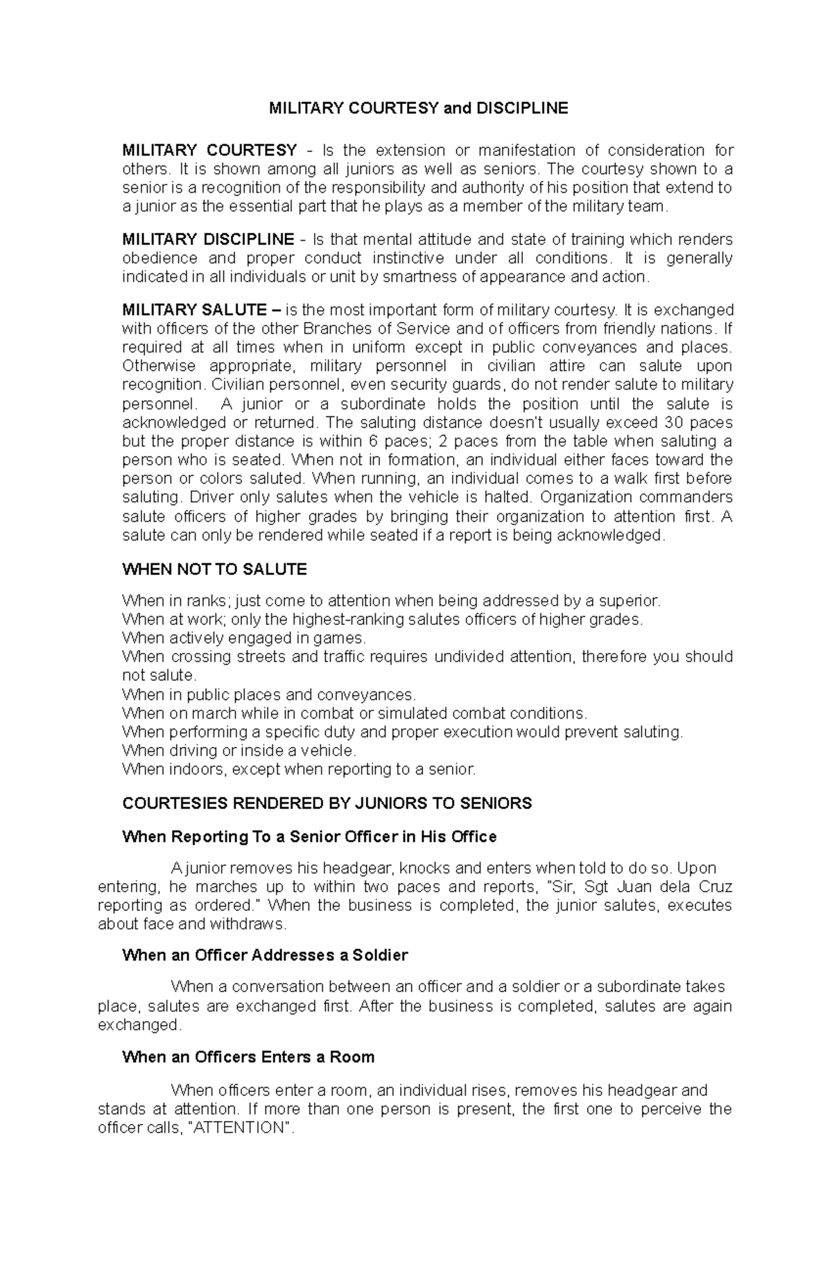 2 Military Courtesy and Discipline edp - MILITARY COURTESY and ...