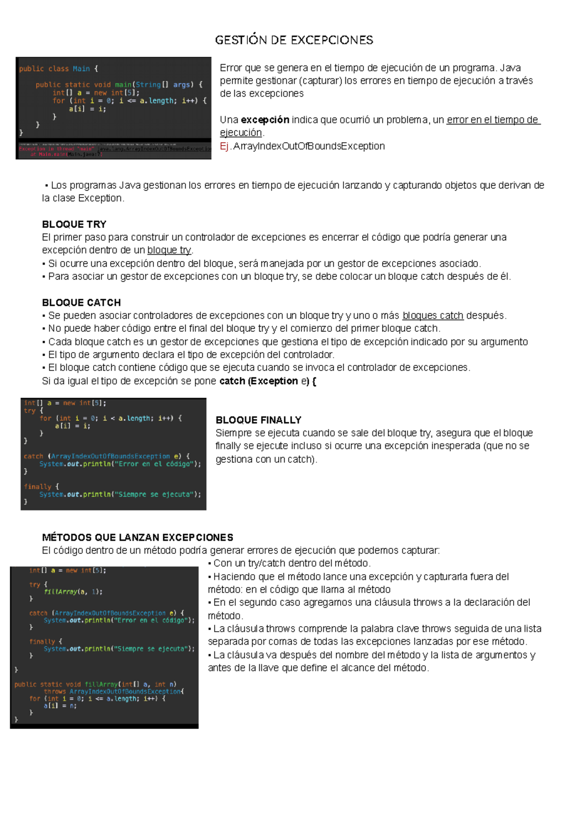 Gestión DE Excepciones - GESTIÓN DE EXCEPCIONES Error que se genera en ...