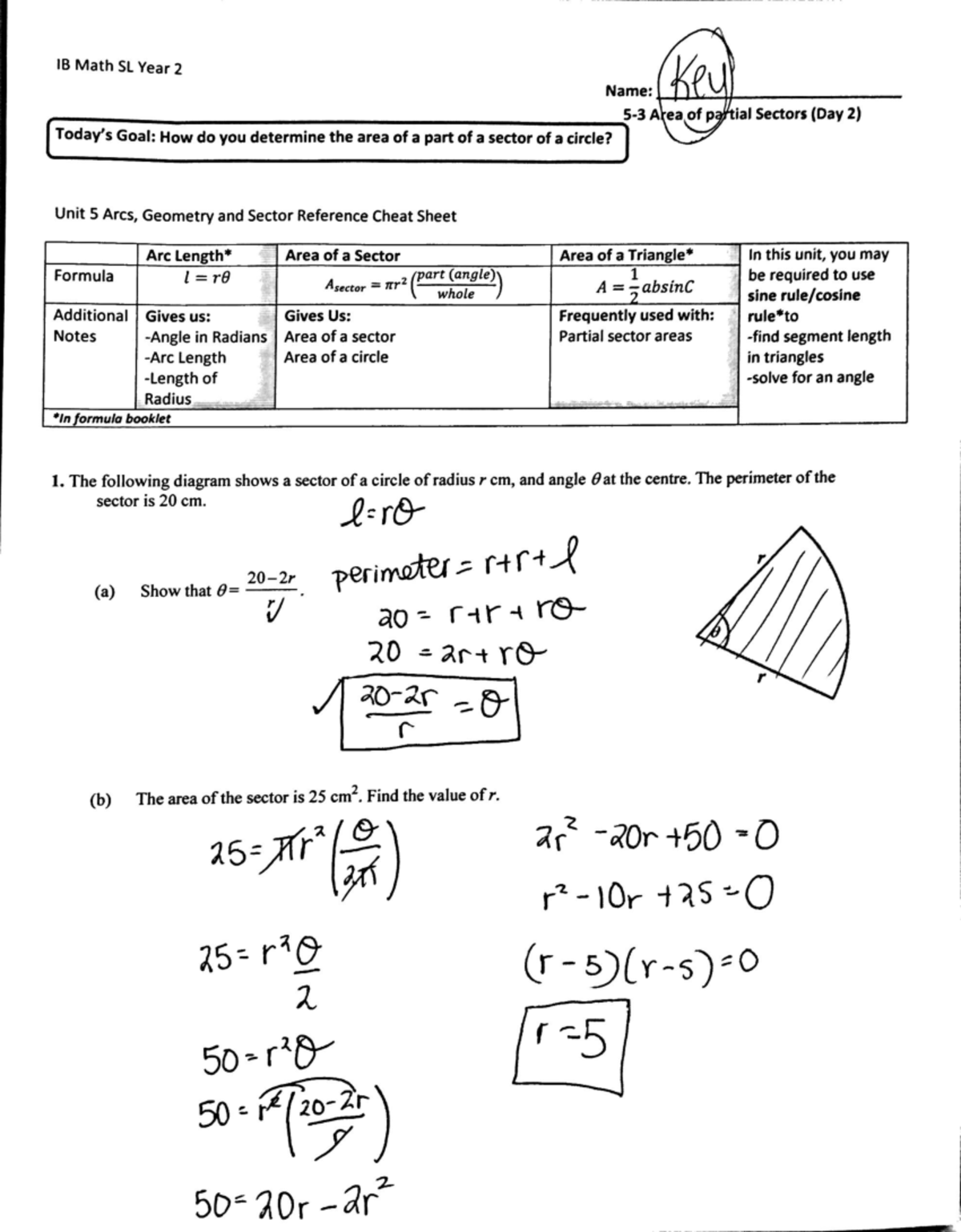 5-3-key - useful for SAT MATH - IB Math SL Year 2 Name: Key of Area ...