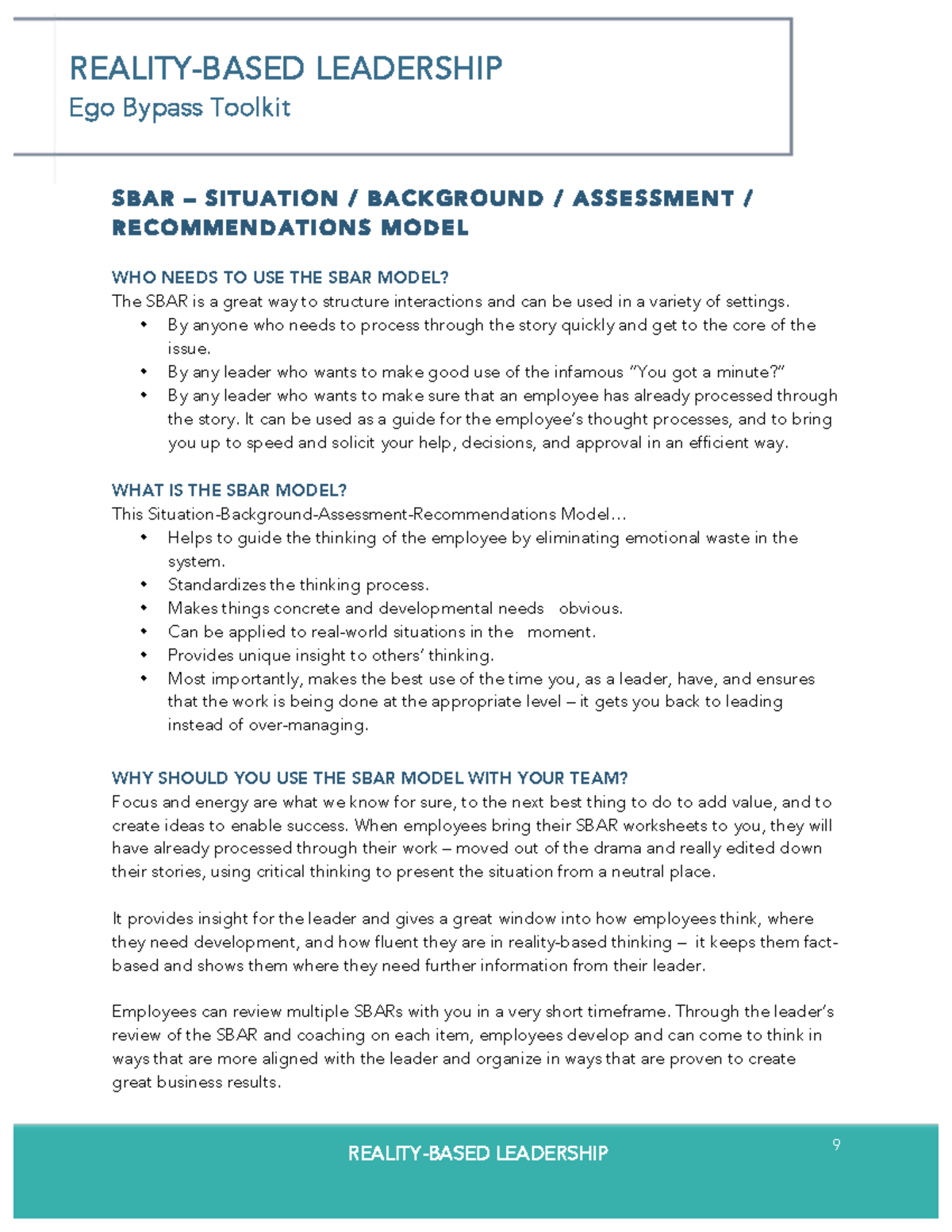 SBAR-Tool - N/A - 9 Ego Bypass Toolkit SBAR – SITUATION / BACKGROUND ...