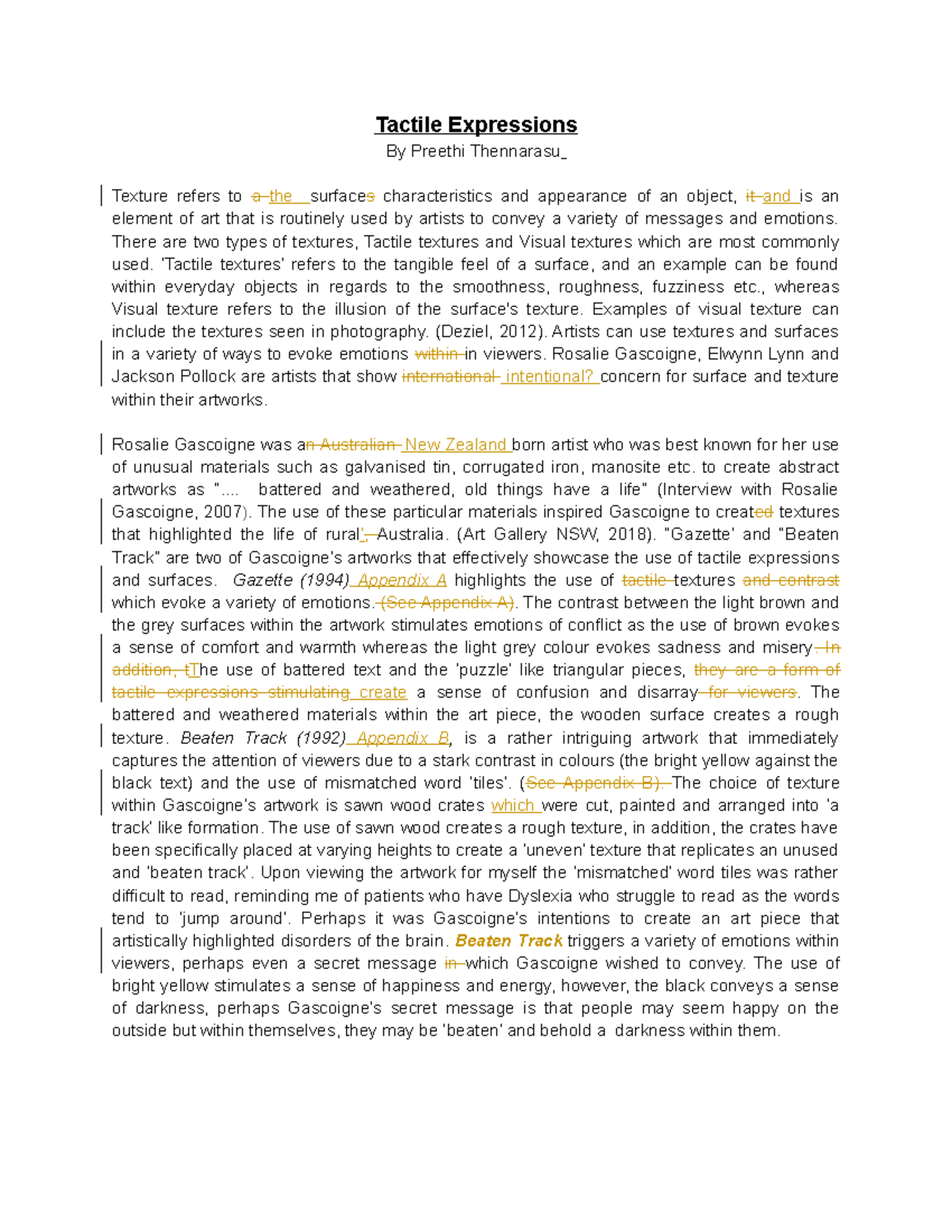 Tactile Expressions Draft Feedback - Tactile Expressions By Preethi ...