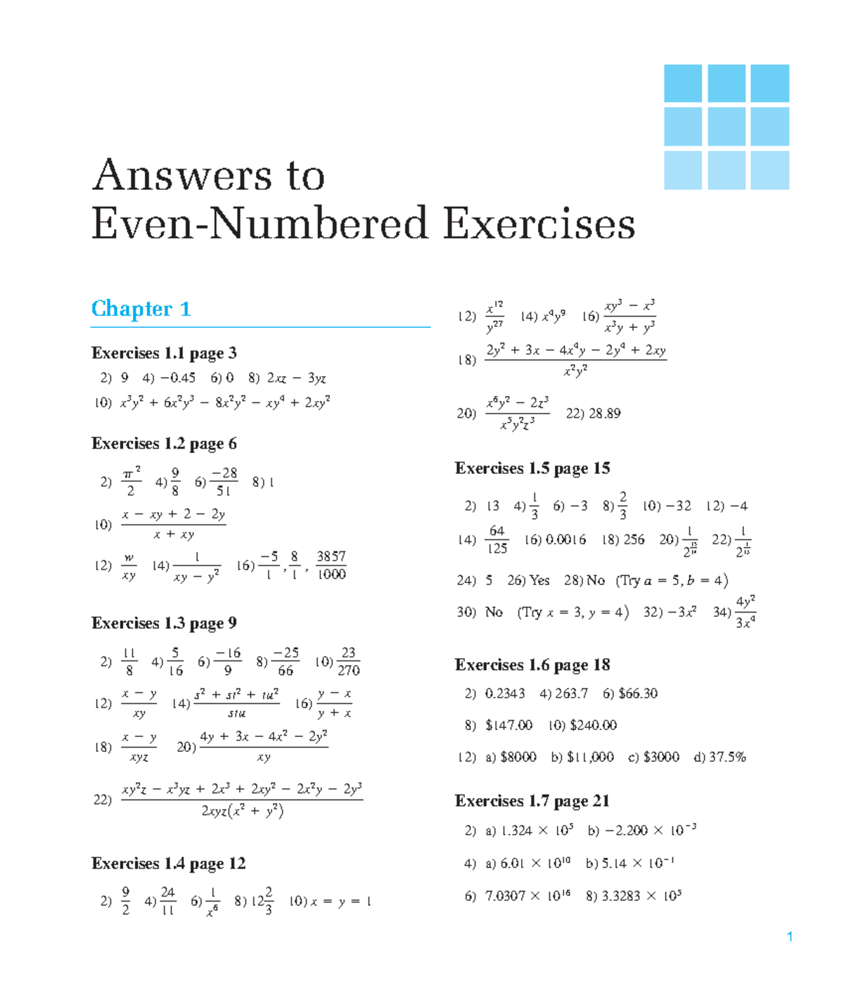 Answers to even-numbered exercises - Answers to Even-Numbered Exercises xy 3 x 3 x 3y y 3 - Studocu