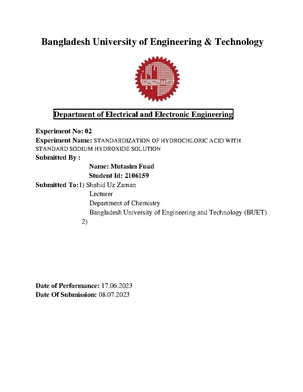 Report no -02 - lab - Bangladesh University of Engineering & Technology ...